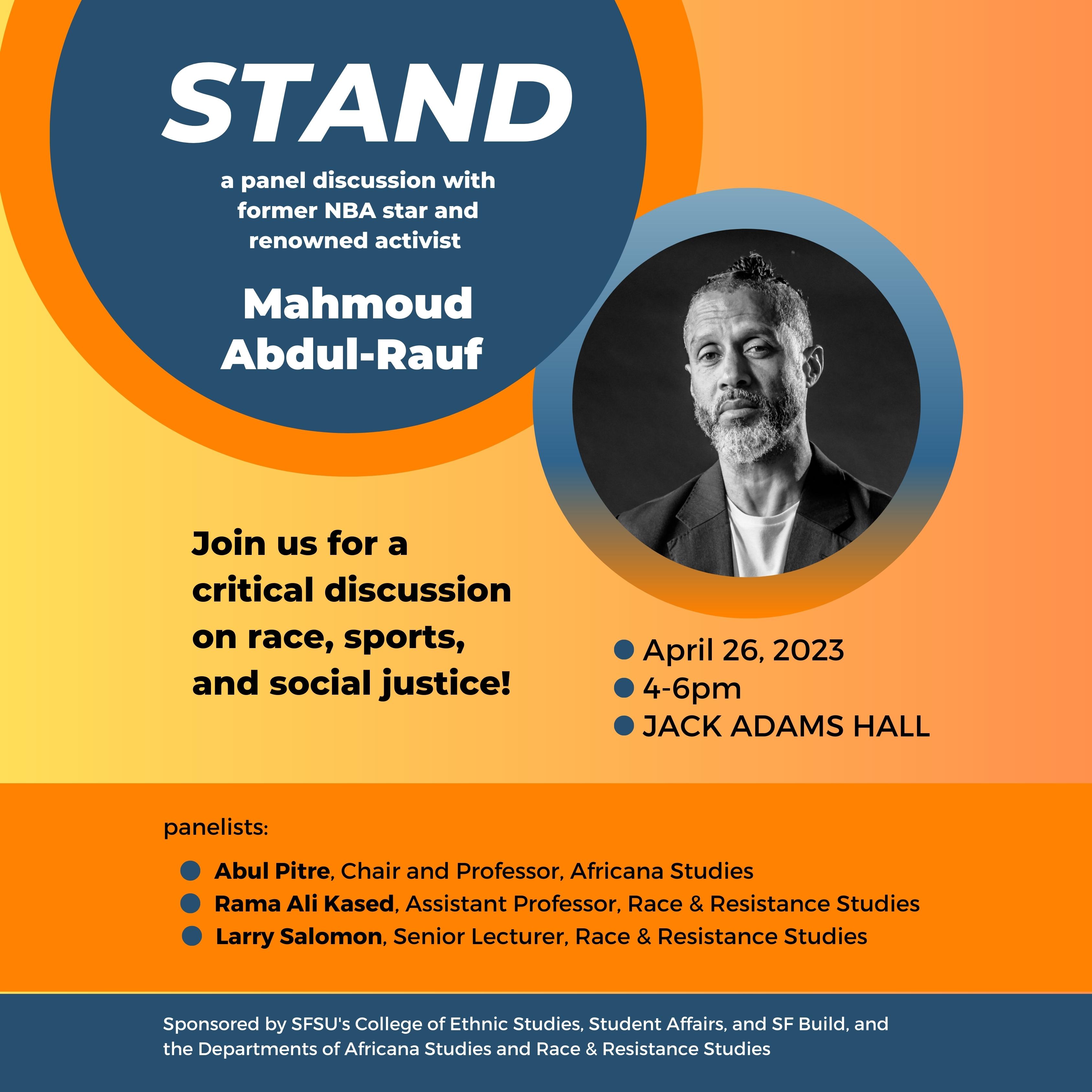 STAND: A panel discussion with renown athlete, activist and writer Mahmoud Abdul-Rauf | Race ...